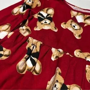 H&M | Dresses | Hm Red Dress With Bear Design | Poshmark